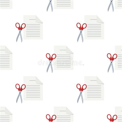 Blank Sheet And Scissors Seamless Pattern Stock Vector Illustration Of Document Seamless