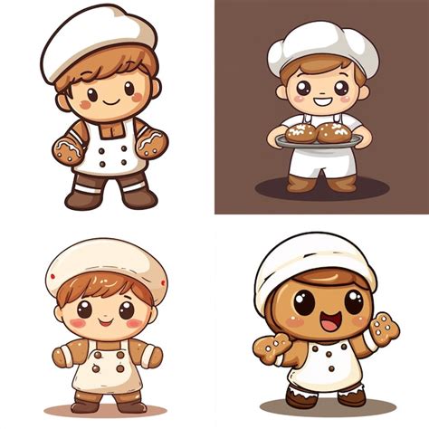 베이커 만화 프리미엄 Ai 생성 벡터