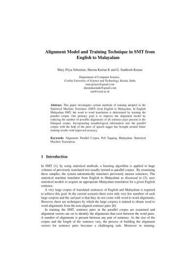 Alignment Model And Training Technique In SMT From English To