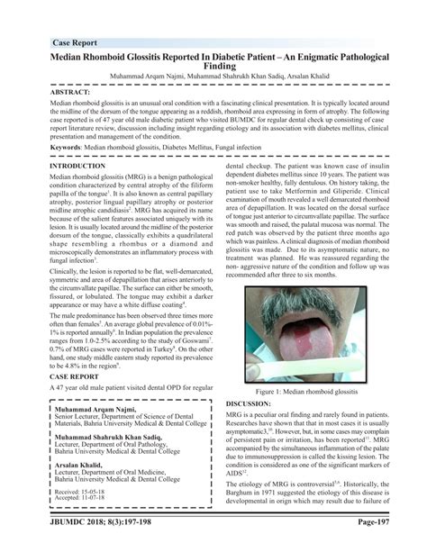 Median Rhomboid Glossitis Kissing Lesion