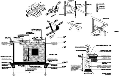 Roof Sections Constructive Structure And Auto Cad Drawing Details Of Store Dwg File