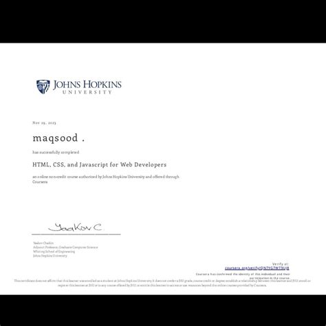 Completed A Certificate In Html Css And Javascript Maqsood