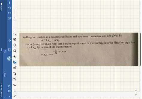 Solved Burgers Equation Is A Model For Diffusion And