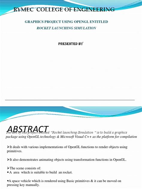 pdf graphics project using opengl entitled rocket launching