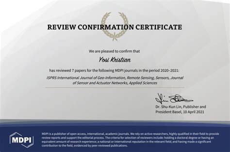 yosi kristian on linkedin reviewed 7 paper for mdpi in 2020 2021