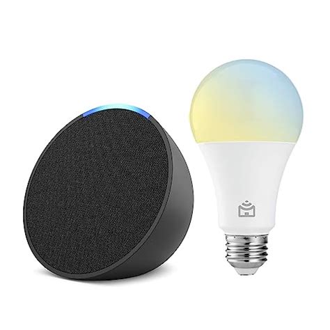 Echo Pop Smart Speaker Compacto Com Som Envolvente E Alexa Cor Preta Lâmpada Positivo 9w