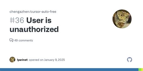 User Is Unauthorized Issue Chengazhen Cursor Auto Free GitHub