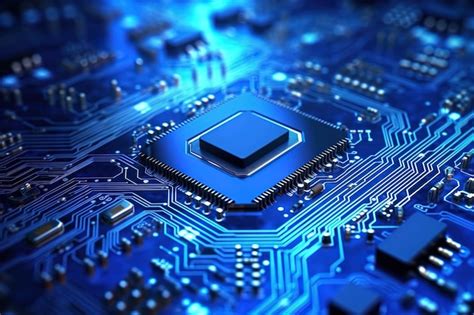 Premium Ai Image Blue Colored Circuit Board
