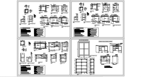 Different Furniture Units Blocks Detail 2d View Layout File In Dwg Format