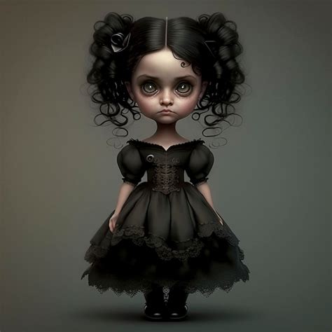 Premium Photo Goth Girl With Big Eyes That Looks Like A Doll With Big
