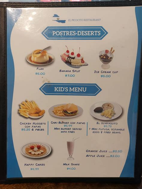 Carta Del Restaurante El Picocito Houston