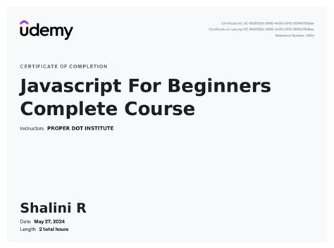 Completed Javascript Course On Udemy Shalini R Posted On The Topic Linkedin