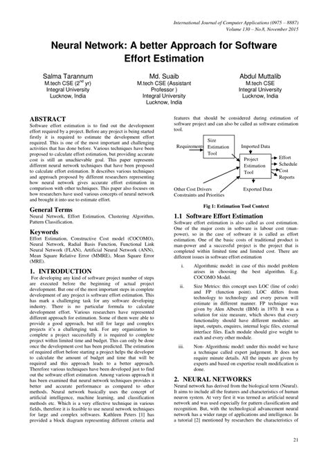Pdf Neural Network A Better Approach For Software Effort Estimation