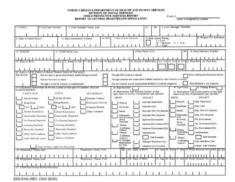 Form Dss 5104 Report To Central Registry Cps Application Forms