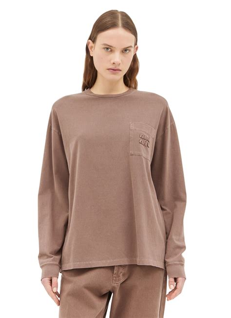 Miu Miu Long Sleeve Logo T Shirt Miu Miu