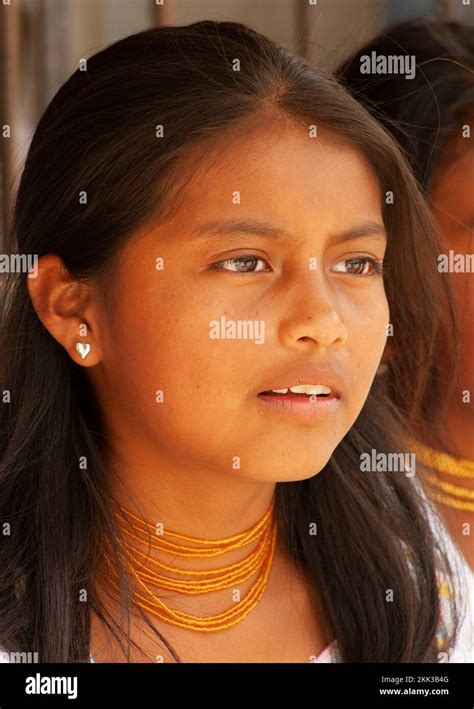 A Portrait Of A Young Girl In Traditional Clothes From The Indigenous