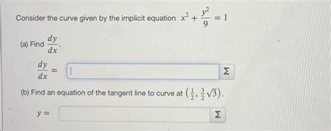 solved consider the curve given by the implicit equation