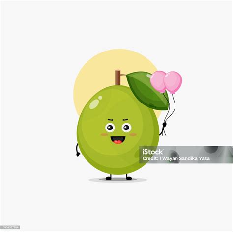 Ilustrasi Karakter Jambu Biji Lucu Yang Membawa Balon Ilustrasi Stok Unduh Gambar Sekarang