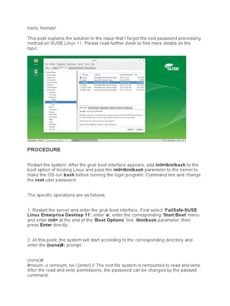 Forgot Root Password Suse Linux 11 Pdf Superuser Booting