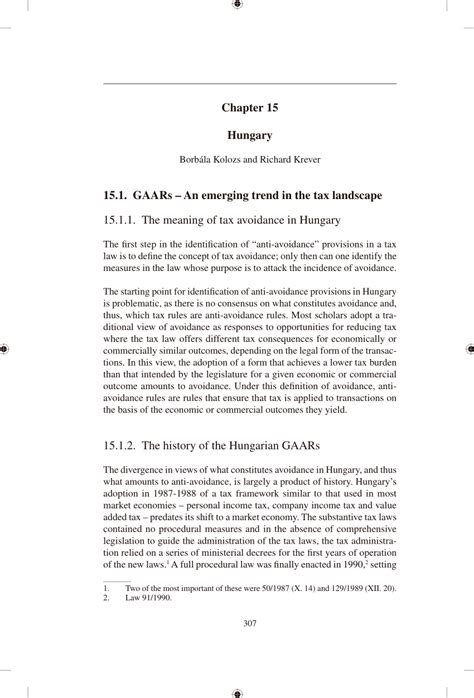 Pdf Hungary General Anti Avoidance Rules Gaars A Key Element Of