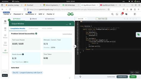 Day61 Gfg160 Gfgpotd Equilibriumpoint Dsa Womenintech Pravalika