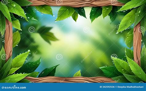 Abstract Green Leaf Frame Background Tropical Rainforest Background