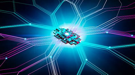 마이크로 칩 전력 및 속도 새로운 마이크로칩의 프리젠 테이션 컴퓨터의 프로세서 Cpu 3차원 형태에 대한 스톡 사진 및 기타