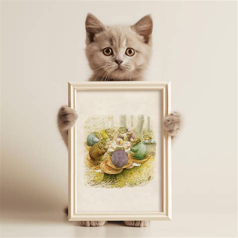 Poster Prints Antique Beatrix Potter Illustration Of Toads Tea Party