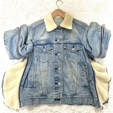 美品 Sacai サカイ サイドジップ ボア付き デニムジャケット Gジャン M メルカリ