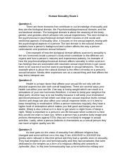 Human Sexuality Exam Docx Human Sexuality Exam Question There Are Three Domains That