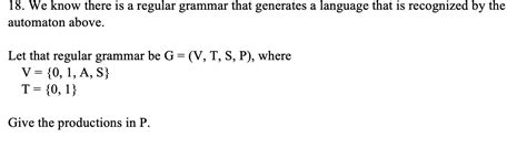 solved 18 we know there is a regular grammar that generates