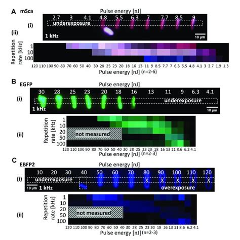 rgb representation line arrays were fabricated at different pulse