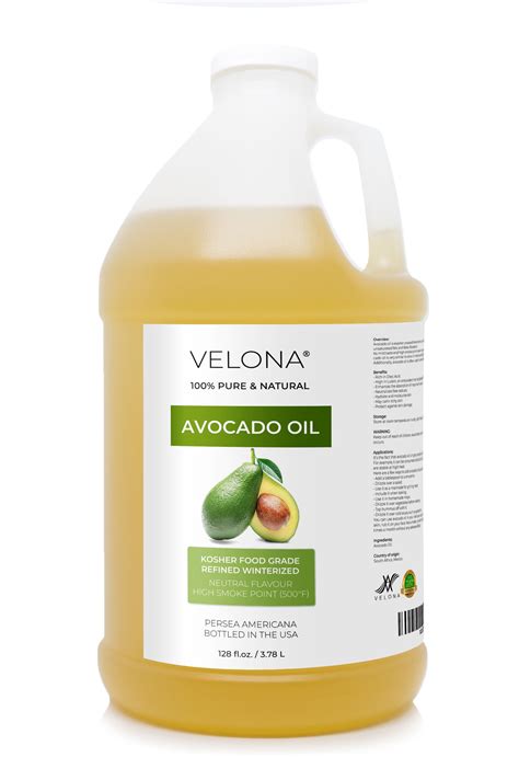 Velona Avocado Oil 1 Gallon 128 Fl Oz 100 Pure And Natural Carrier