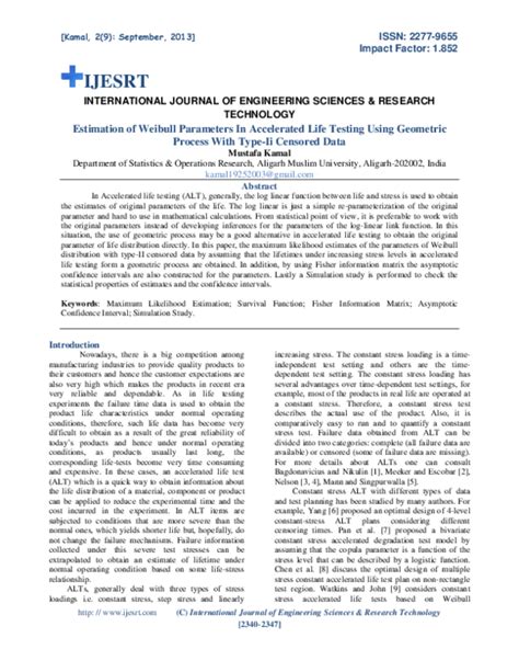 Pdf Estimation Of Weibull Parameters In Accelerated Life Testing
