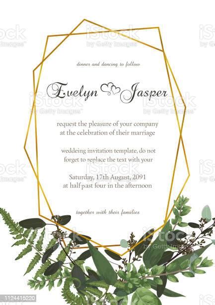 와 유 칼 리 나무 고 사리 회 양 목 흰색 절연 장식 황금 사각형 프레임 청첩장 Vignettes 엽서 Brunia 프레임 0