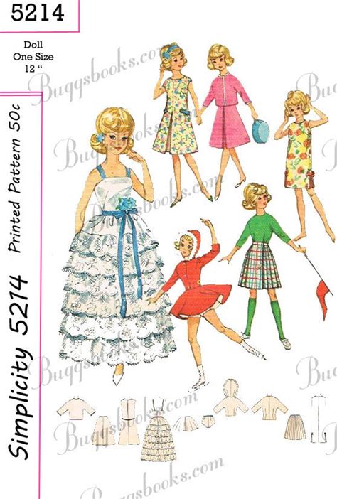 Vintage Simplicity 5214 For 12 Inch Dolls Doll Clothes Sewing Pattern Pdf Etsy