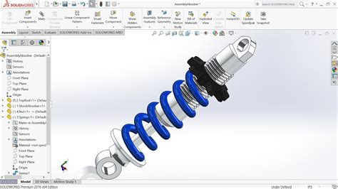 Design And Assembly Of Shock Absorber Tutorial In Solidworks Youtube