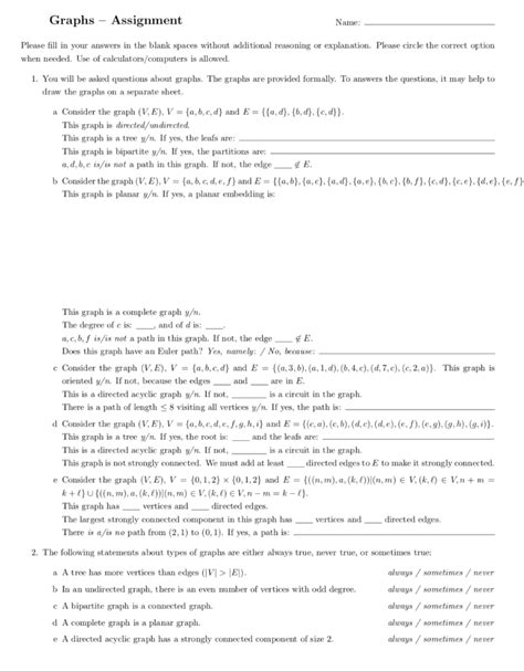 Solved Graphs Assignment Name Please Fill In Your Answers Chegg Com