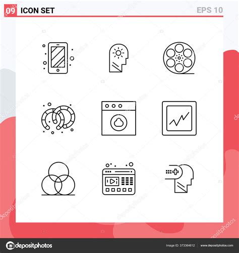 Group Outlines Signs Symbols Analytics Cloud Play App Hoops Editable Stock Vector Image By