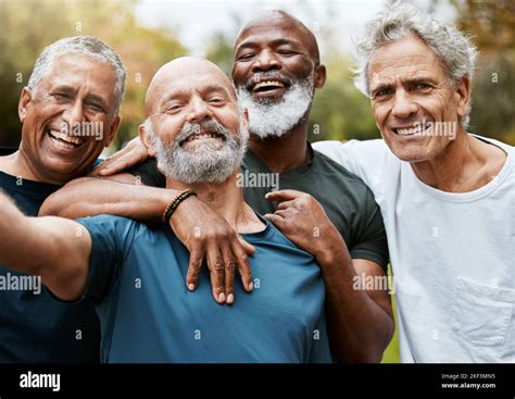Friends Fitness And Exercise With A Senior Man Group Outdoor Together