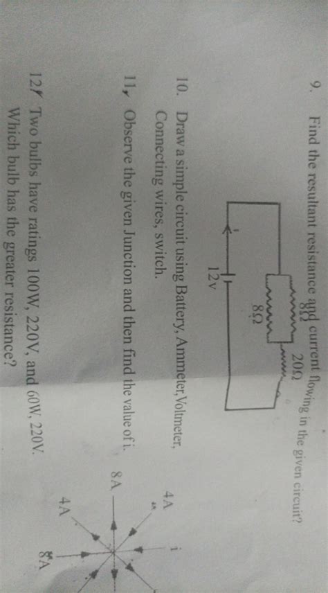 9 Find The Resultant Resistance And Current Flowing In The Given Circuit