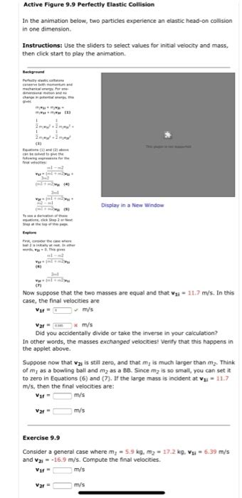 Solved Active Figure Perfectly Elastic Collision In The Chegg