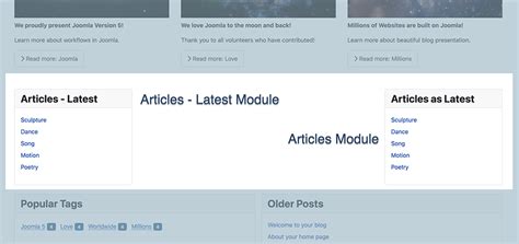 help5 x site modules articles joomla documentation
