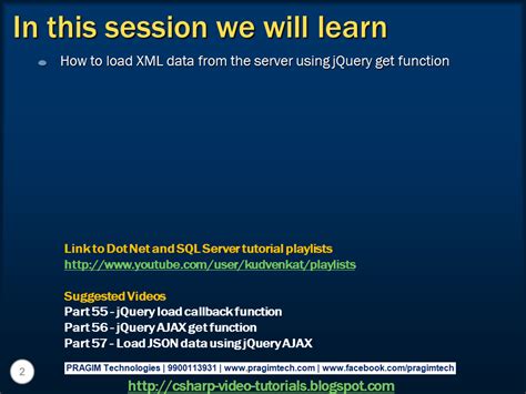 Sql Server Net And C Video Tutorial Jquery Ajax Get Xml Data