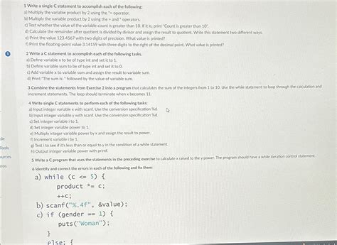 solved 1 ﻿write a single c ﻿statement to accomplish each of