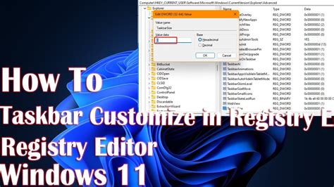 Taskbar Customize On Windows 11 In Registry Editor 2 Fix How To Youtube