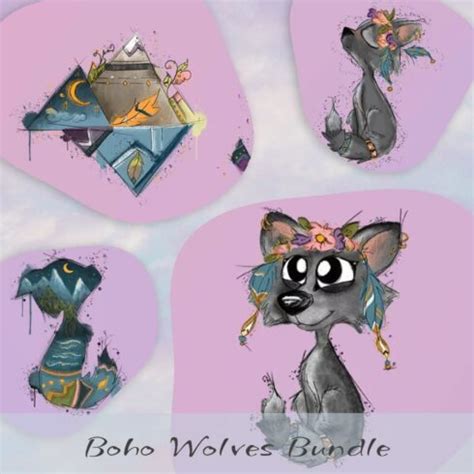 Boho Wolves Bundle Masterbundles