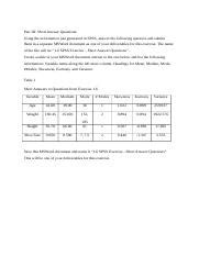 1 6 SPSS Exercise Short Answer Questions Docx Part III Short Answer Questions Using The