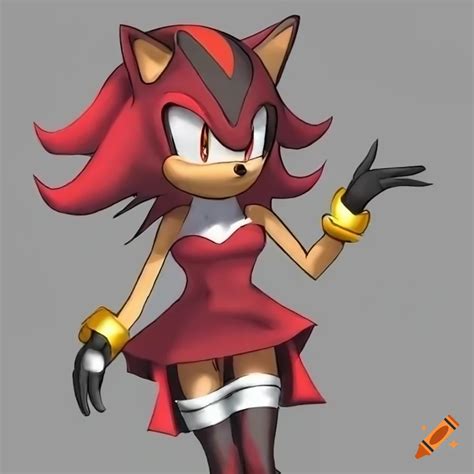 Cosplay Of Female Shadow The Hedgehog In A Red Mini Dress On Craiyon
