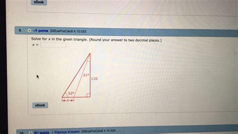 Solved Solve For X In The Given Triangle X Chegg Com
